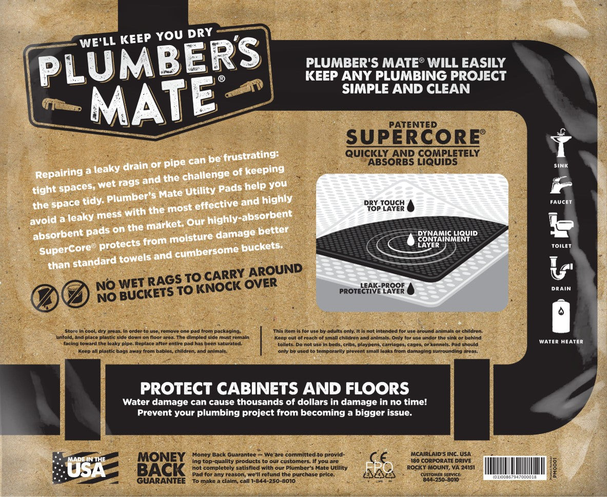 Plumber's Mate 1.5 Quart Absorption Pad – McAirlaid's USA